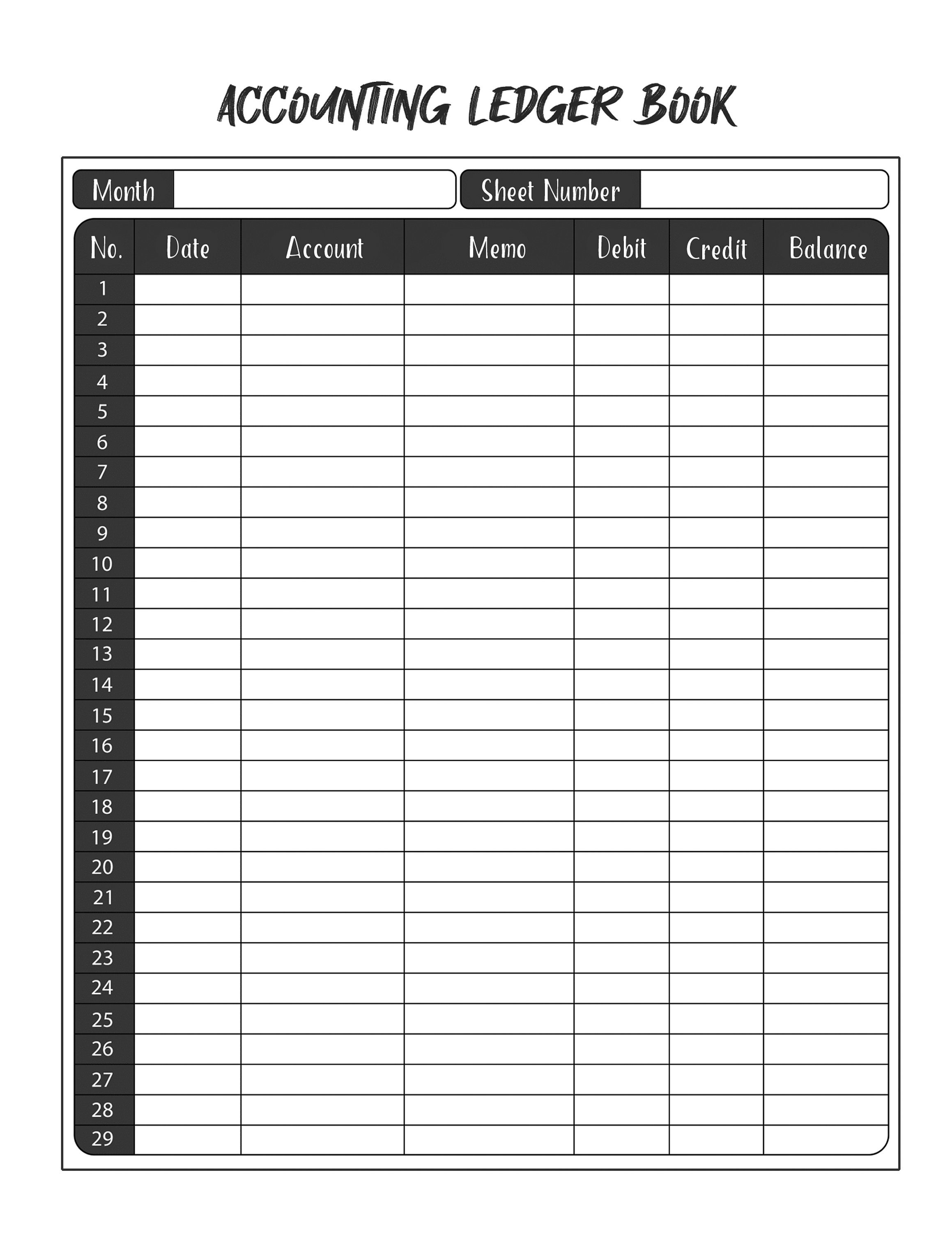 Printable Accounting Ledger Book For Bookkeeping Accounting Ledger Log