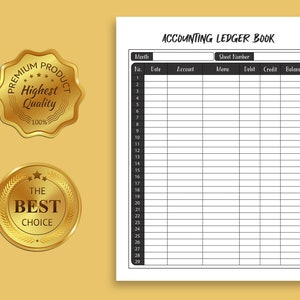 Printable Accounting Ledger Book for Bookkeeping, Accounting Ledger Log ...
