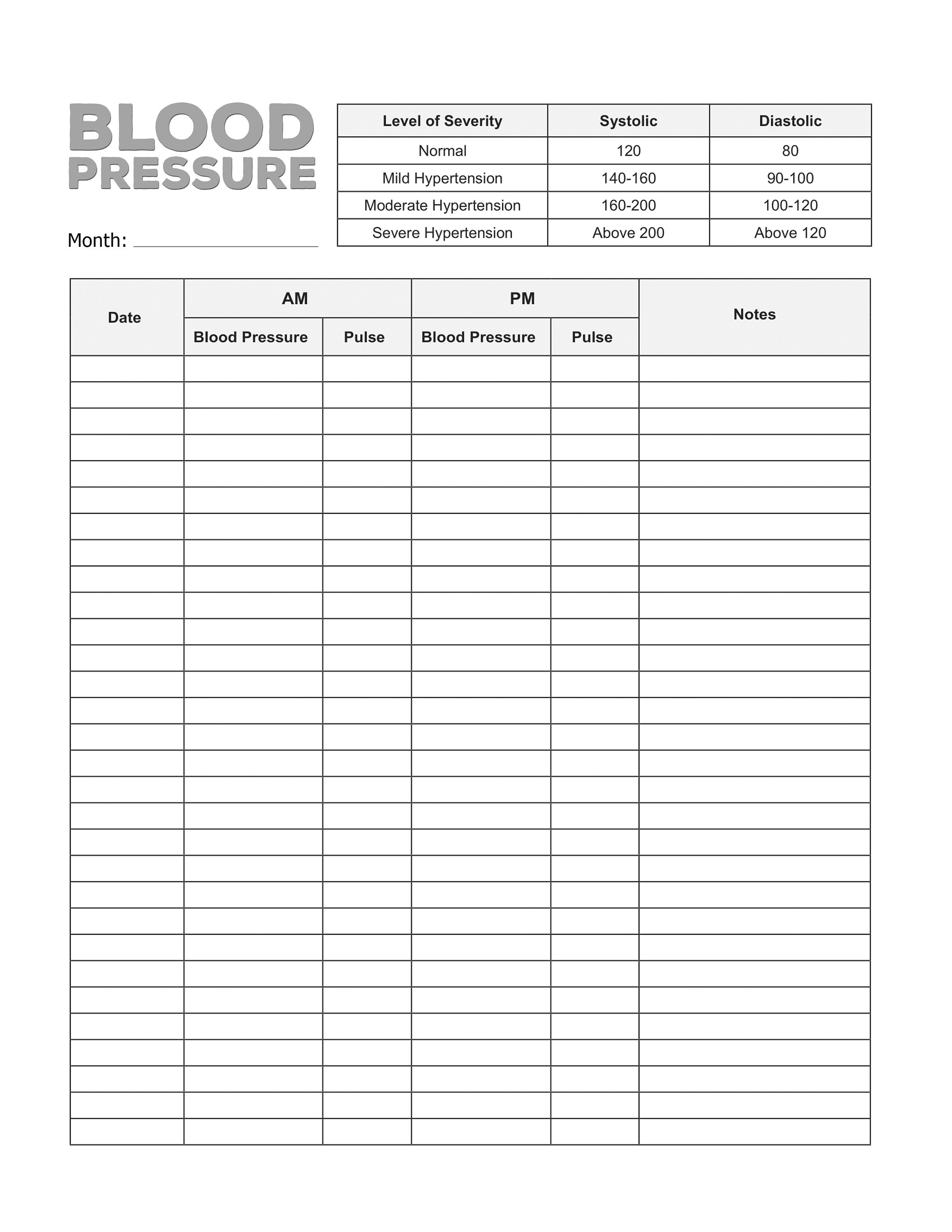 Daily Blood Pressure Sheet PDF | High Blood Pressure Log Book Printable ...