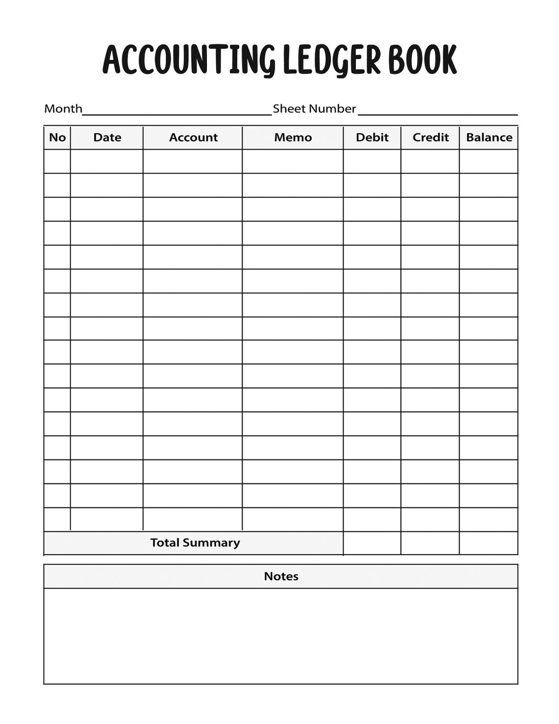 Printable Accounting Ledger Book For Bookkeeping Accounting Ledger Log