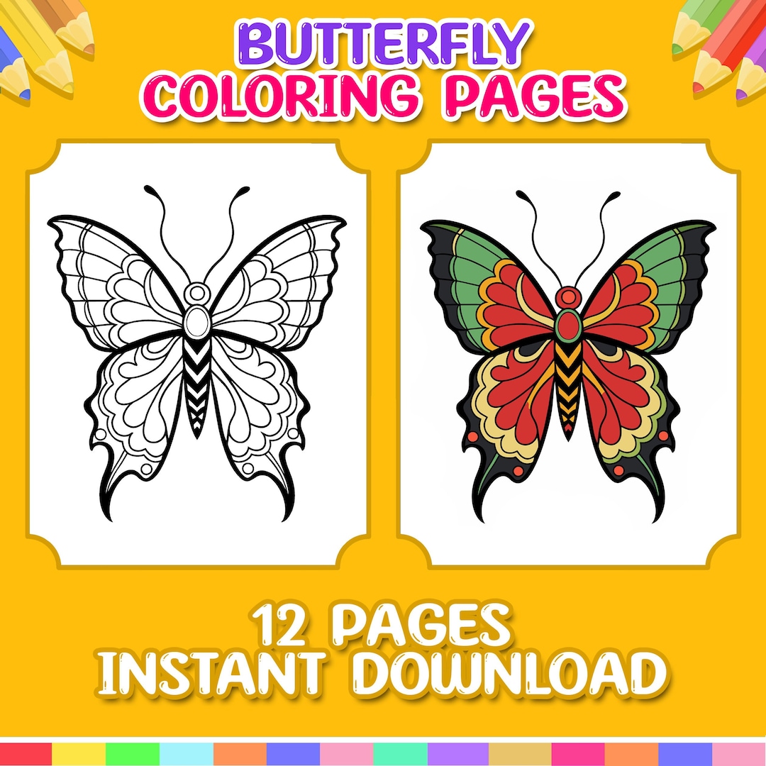 Butterfly Coloring Pages for Kids | Printable Activity (PDF) - Etsy UK