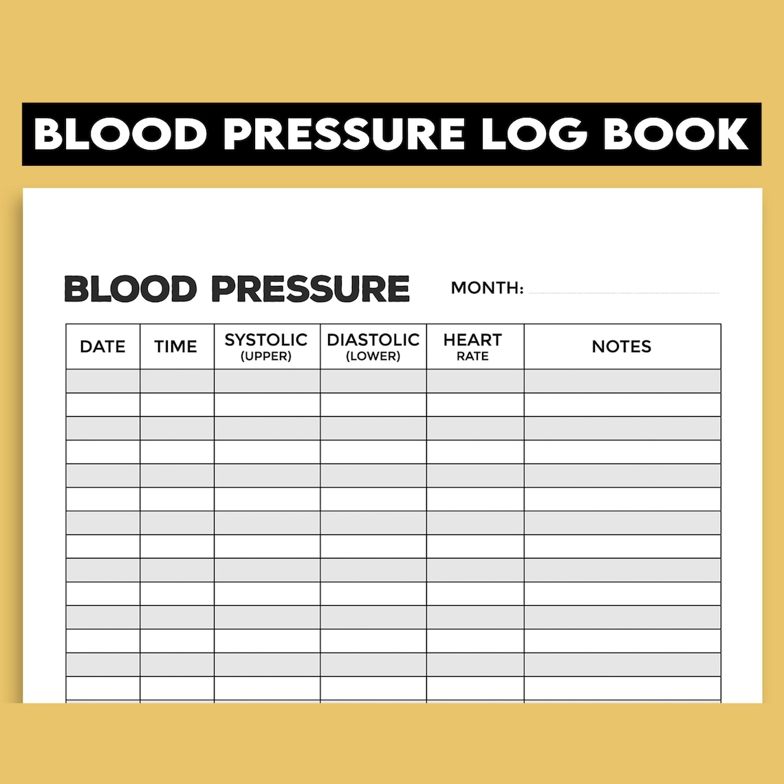 Daily Blood Pressure Sheet PDF | High Blood Pressure Log Book Printable | Blood Pressure Chart ...