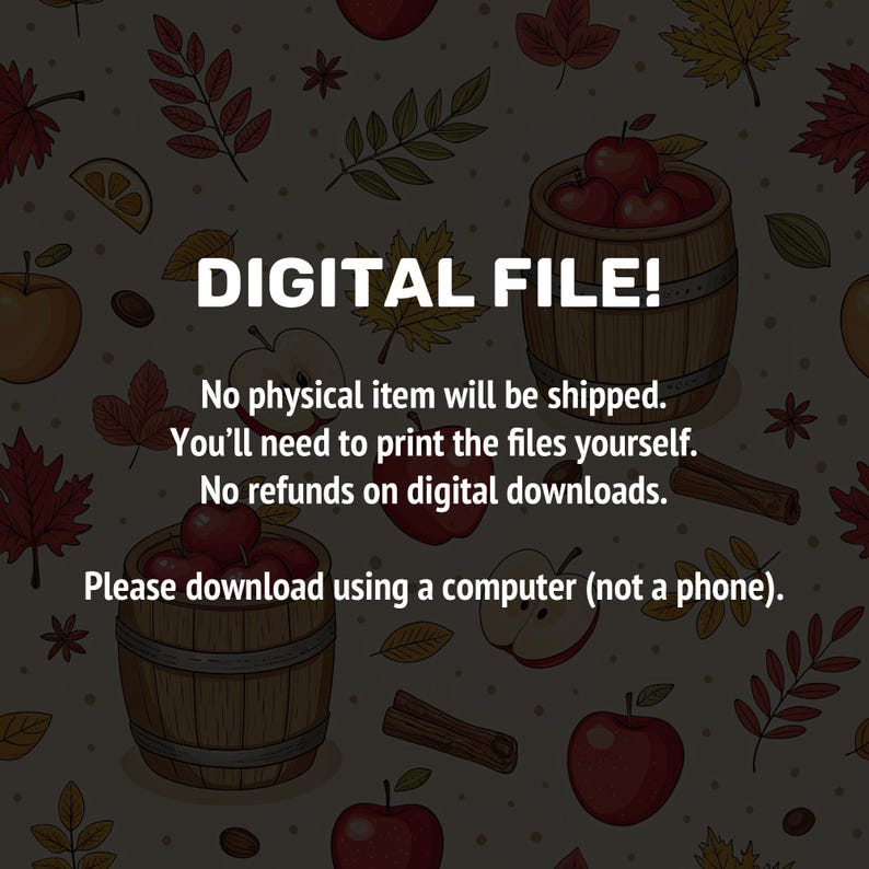 Fall Harvest Seamless Pattern: Autumn Leaves, Apples (digital Download ...