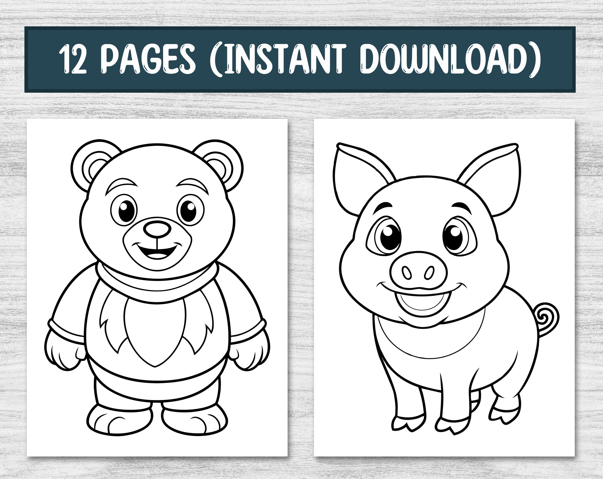 Printable Cute Animals Coloring Pages for Kids Toddlers, Preschoolers ...