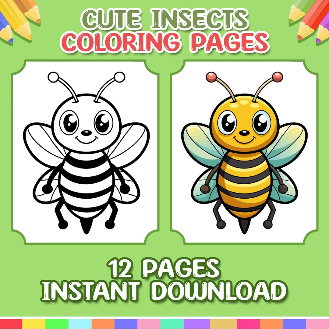 Printable Cute Insects Coloring Pages for Kids | Toddlers, Preschoolers ...