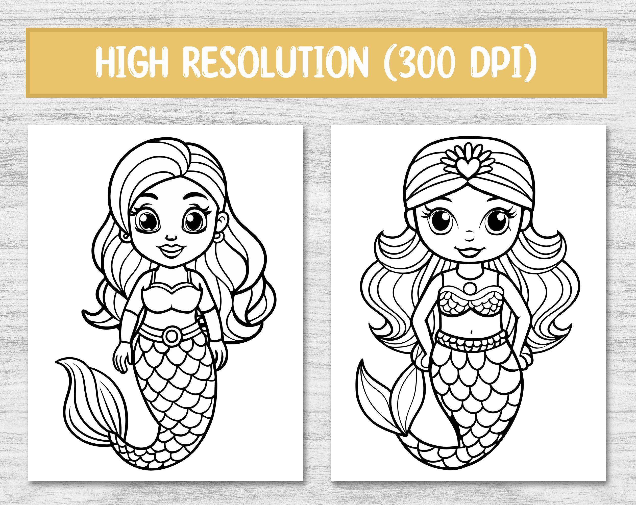 Printable Cute Mermaid Coloring Pages for Kids | Toddlers, Preschoolers ...