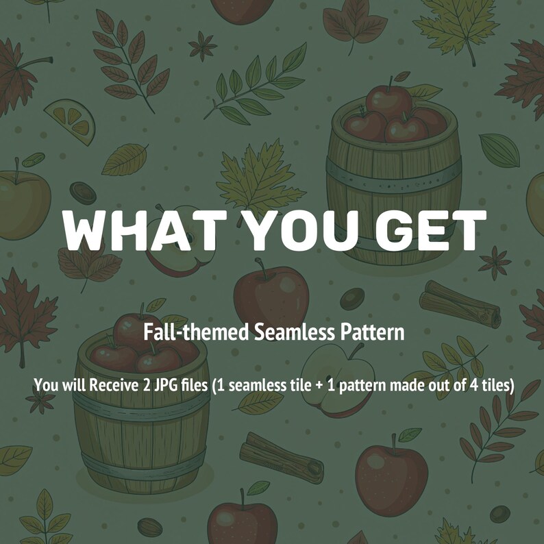 Fall Harvest Seamless Pattern: Autumn Leaves, Apples (digital Download ...