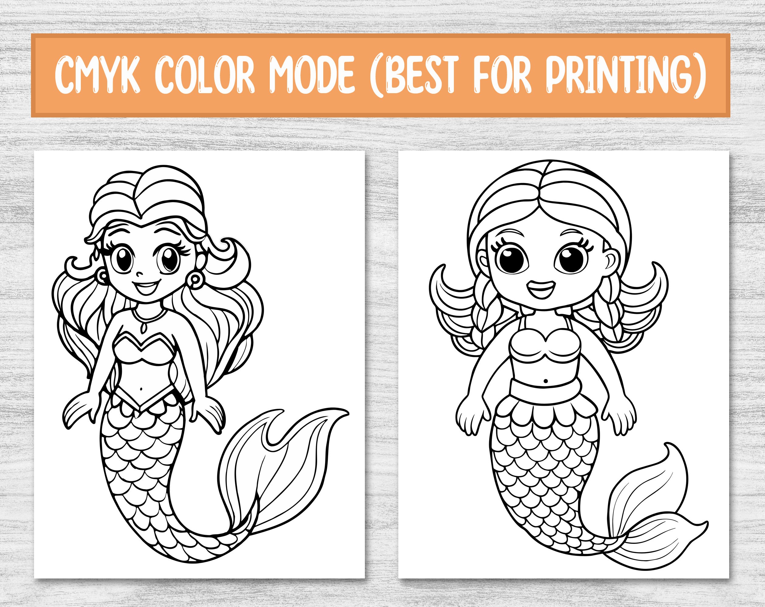 Printable Cute Mermaid Coloring Pages for Kids | Toddlers, Preschoolers ...