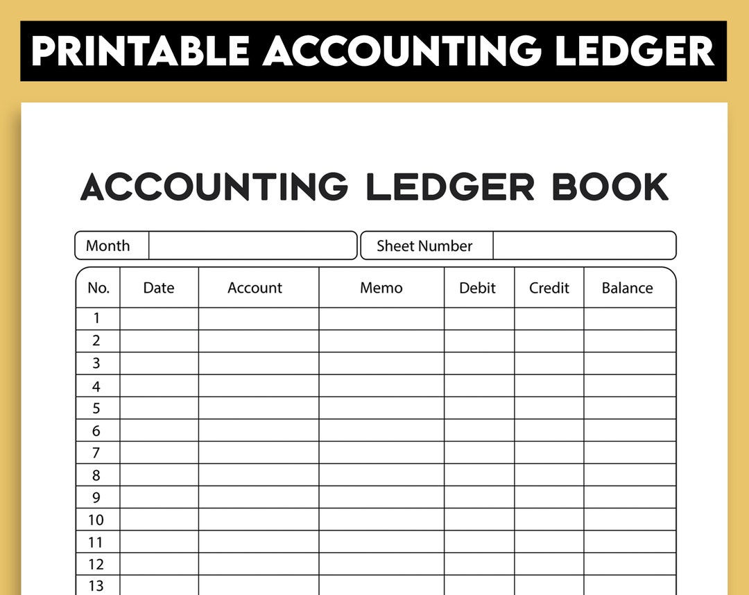 Printable Accounting Ledger Book for Bookkeeping Accounting - Etsy
