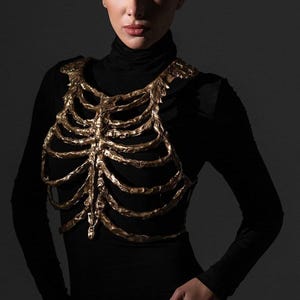 Skeleton + Crown Gold Corset Pride Autfit Chest Bones Corset Custom ...