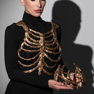 Skeleton + Crown Gold Corset Pride Autfit Chest Bones Corset Custom ...
