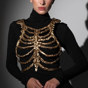 Skeleton + Crown Gold Corset Pride Autfit Chest Bones Corset Custom ...