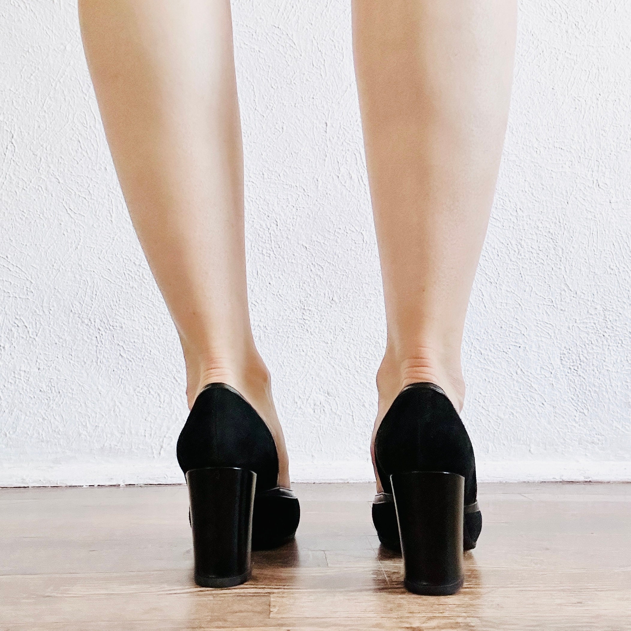 90s Black Suede Pumps, Size 7, JOAN AND DAVID Vintage Genuine Leather ...