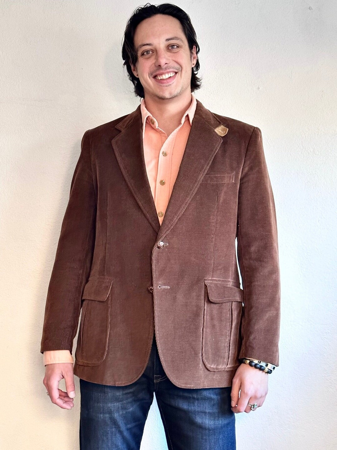 70s Vintage Corduroy Blazer, 42R, 70s Brown Cotton Sports Coat Jacket ...