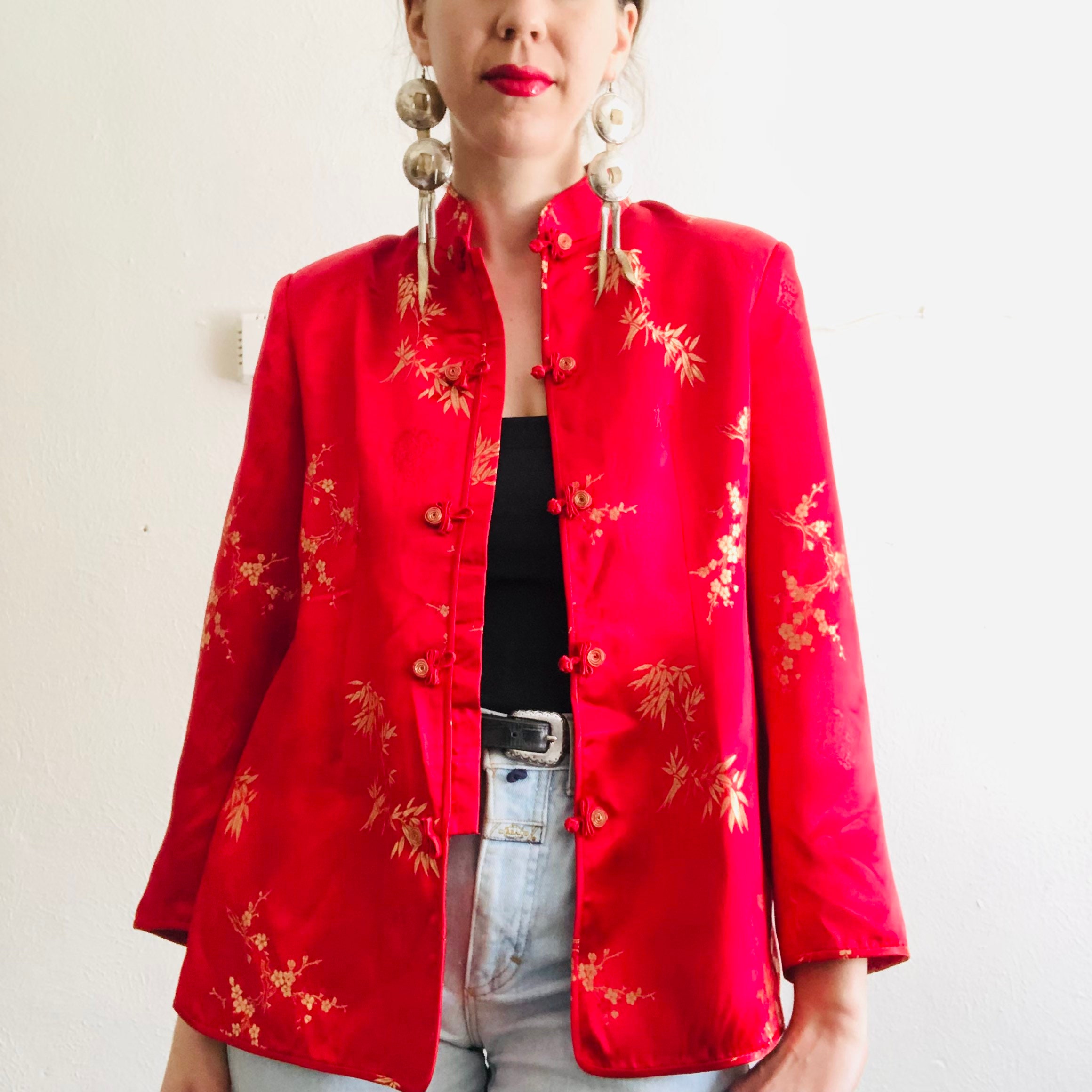 Red Brocade Jacket - Etsy