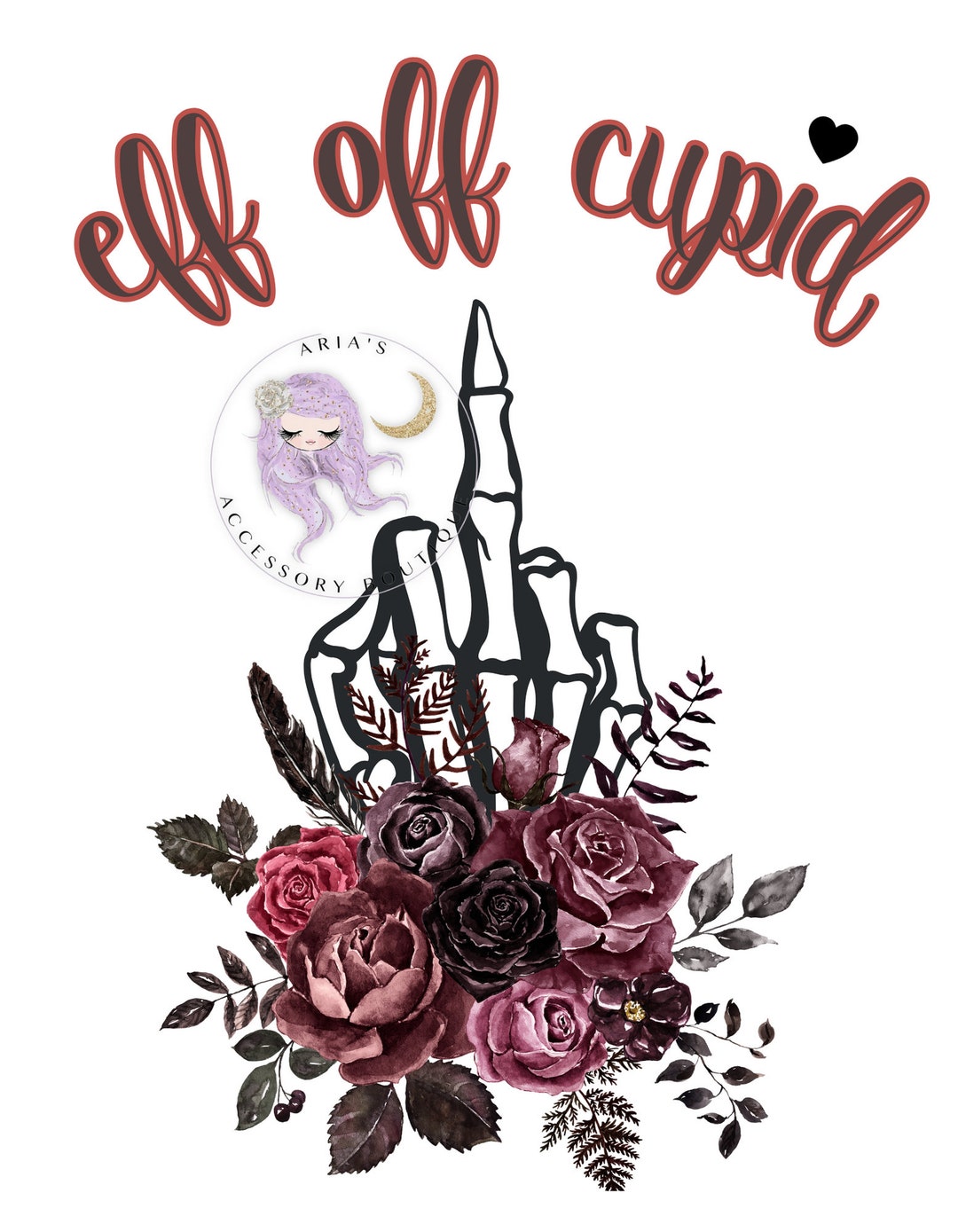 EFF OFF CUPID, Skeleton Middle Finger, Purple and Black Flower Bouquet ...
