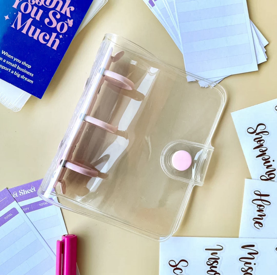 Pink A8 Budget Binder Cute Money Binder With Cash Envelopes Mini 3 Ring ...