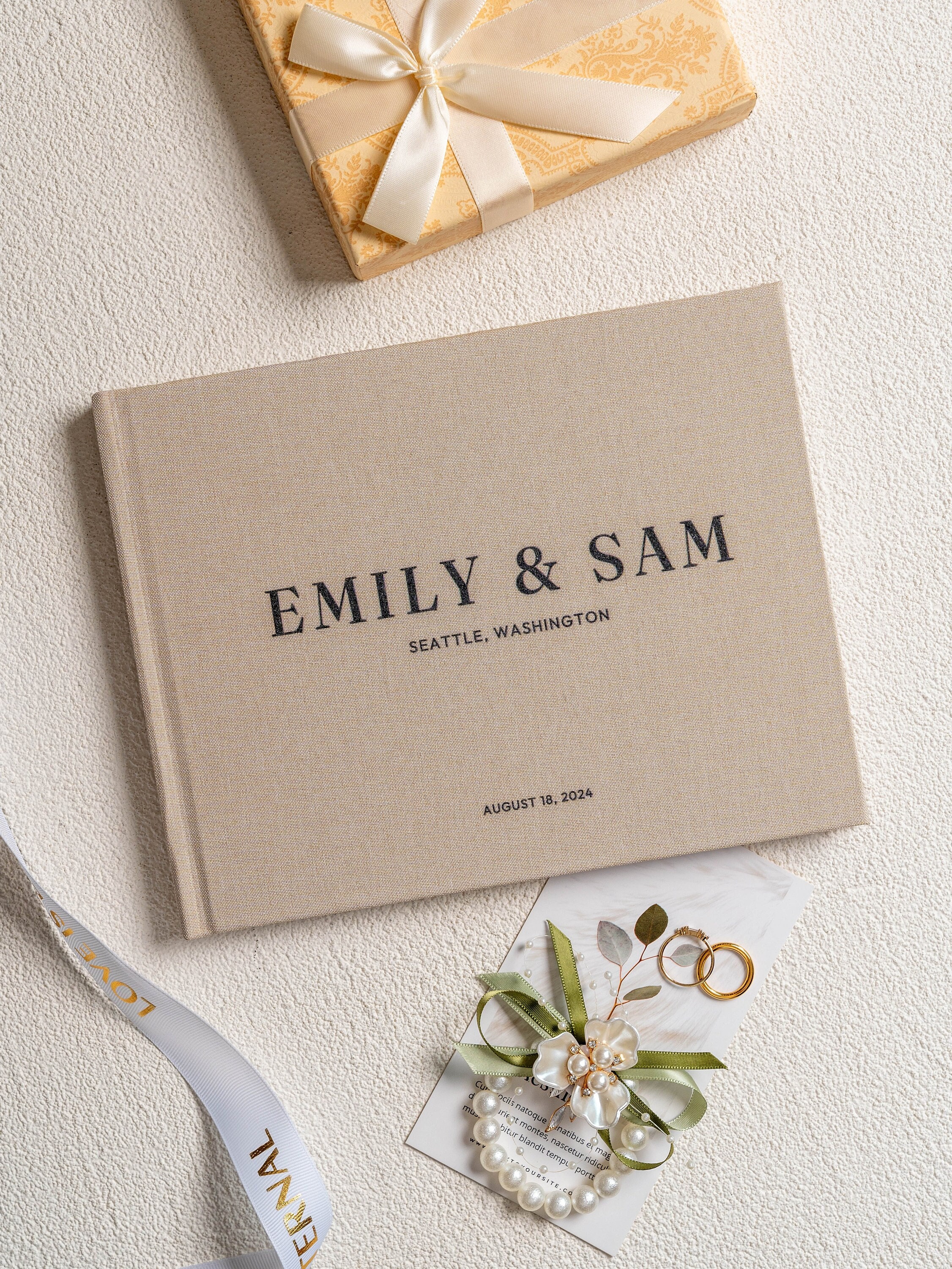 Personalized Linen Guestbook | Custom Wedding Guest Book | Reception ...