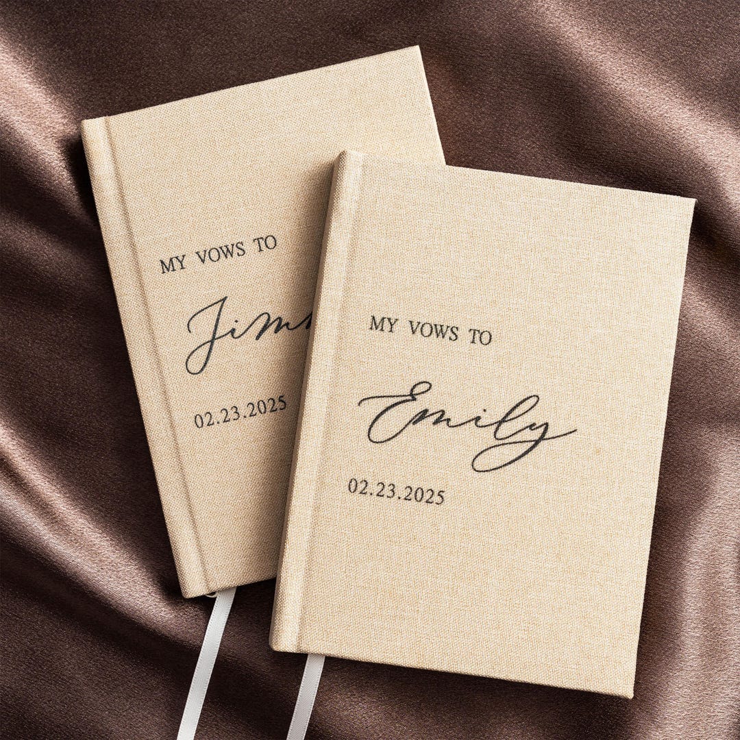 Personalized Two Vow Books With Gilded Edge, Elegant Bride & Groom Gift ...