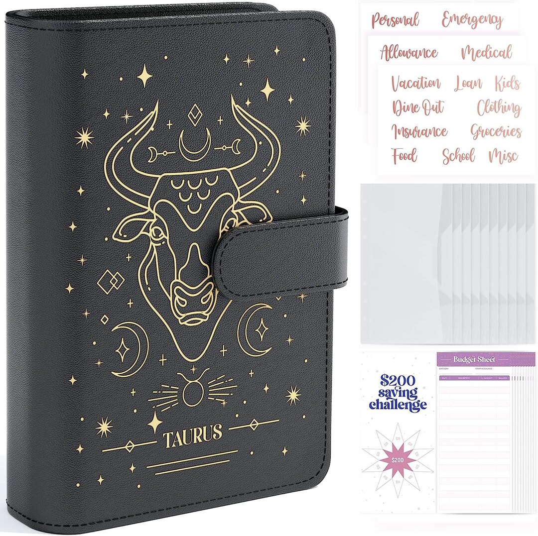 Taurus Black A6 Budget Binder, Money Organizer for Cash Binder, Money ...