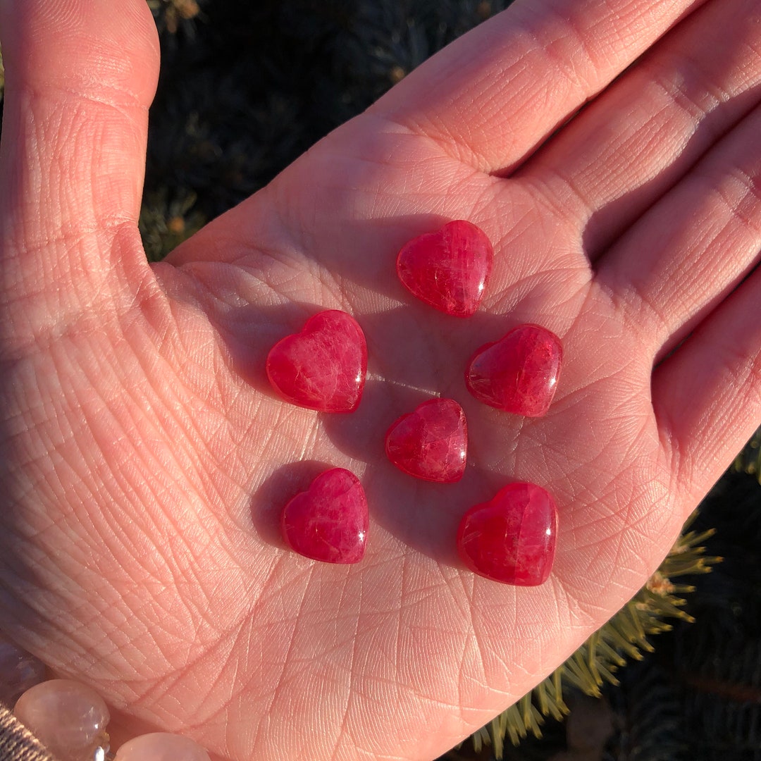 HIGH GRADE Very Pink, Mini Rhodonite Crystal Hearts flat-back, Very ...
