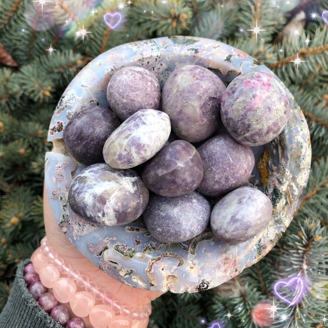 Beautiful Lepidolite Crystal Tumbles, Some With Pink Tourmaline, From ...