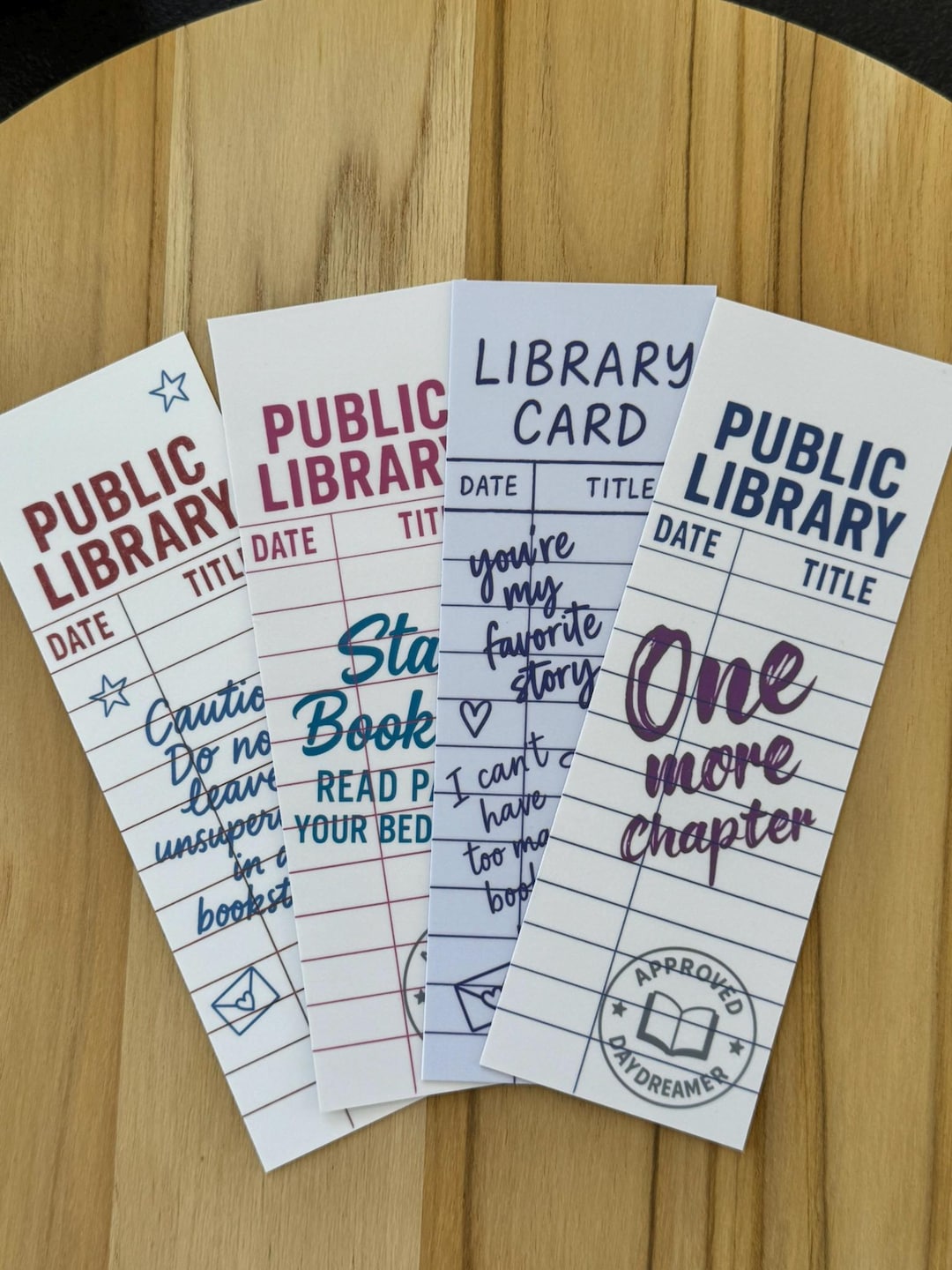 Library Card Bookmark Set of 4 | Funny Book Lover Gift | Vintage ...