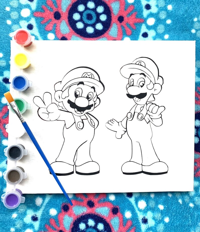 Lienzo predibujado, Mario, Pinta el tuyo, Mario Paint Party, Paint ...