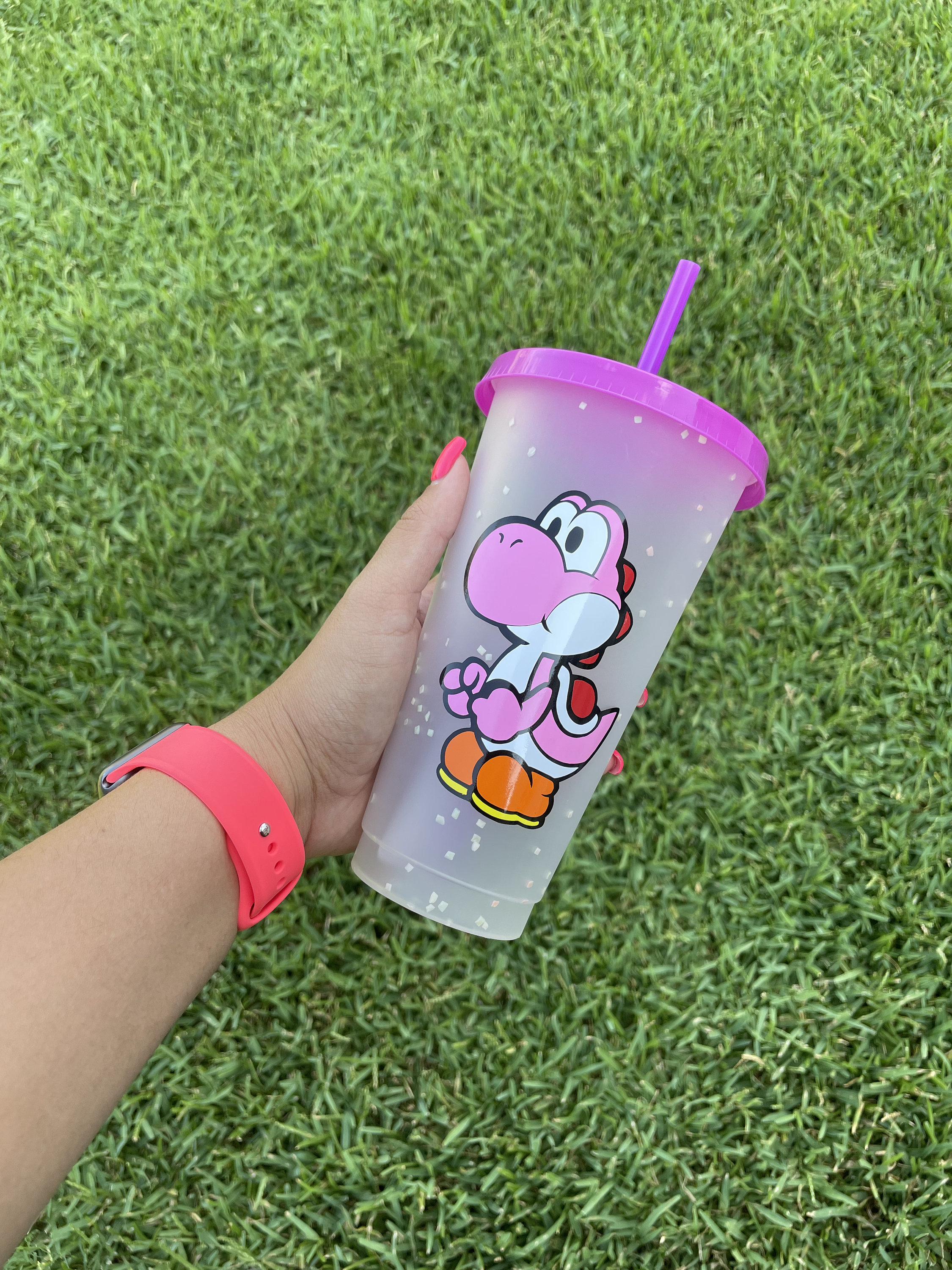 Mario Tumbler, Mario Tumbler Kids, Mario Water Bottle, Pink Yoshi ...