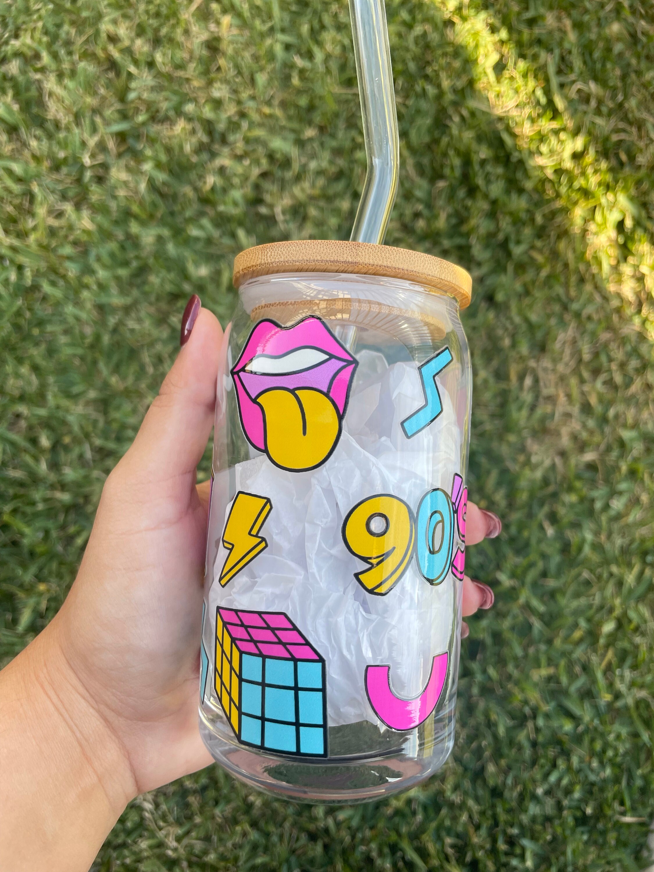 90s Glass Can, 90s Birthday Party, 90s Glass Tumbler, 90s Glass Cup ...