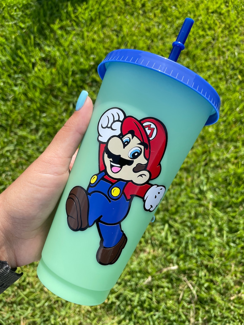 Kids Super Mario Bros Boy Cup 24 Oz Kids Tumbler Mario Boy Party Back ...