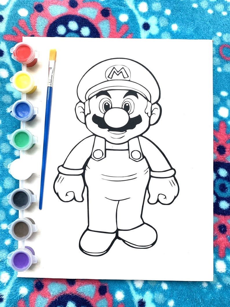 Pre Drawn Canvas, Mario, Paint Your Own, Mario Paint Party, Paint Party ...