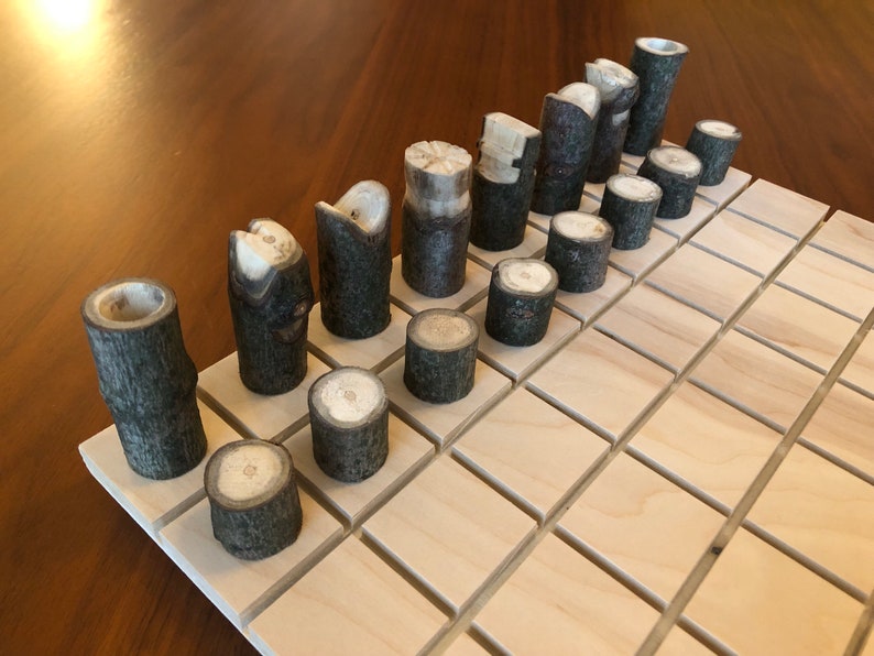 Hand-carved Wooden Chess Set With 11x11” Board, Made From Reclaimed ...