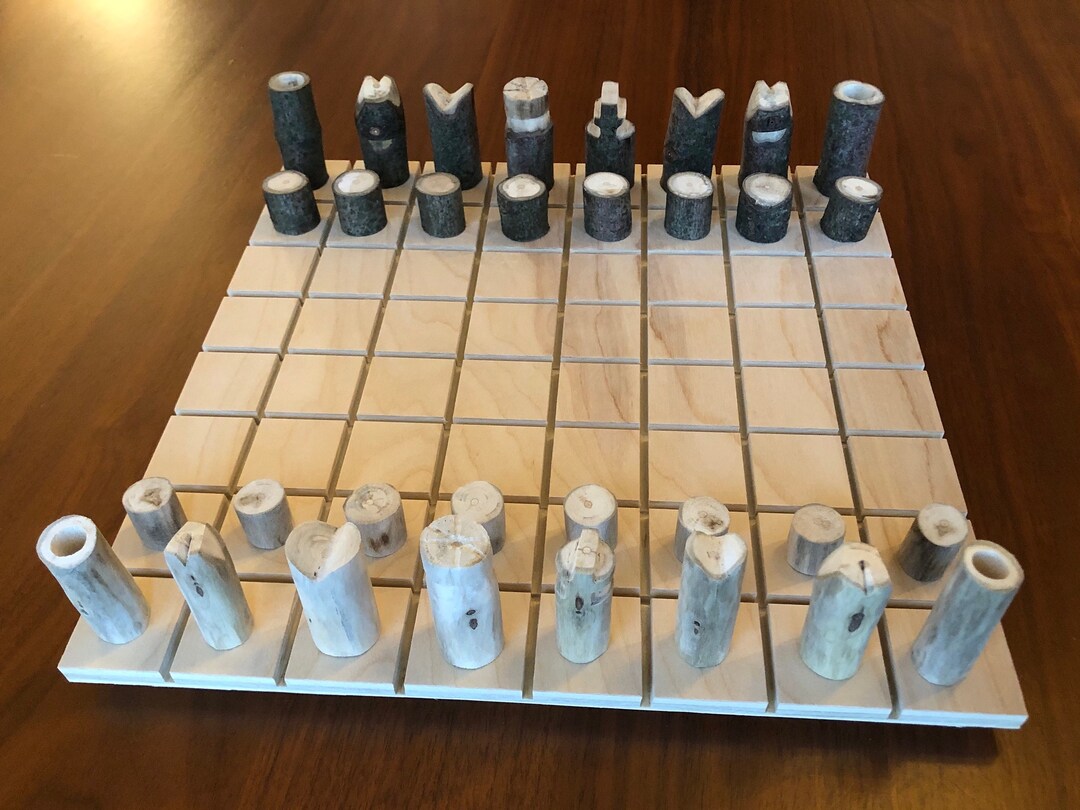 Hand-carved Wooden Chess Set With 11x11” Board, Made From Reclaimed ...