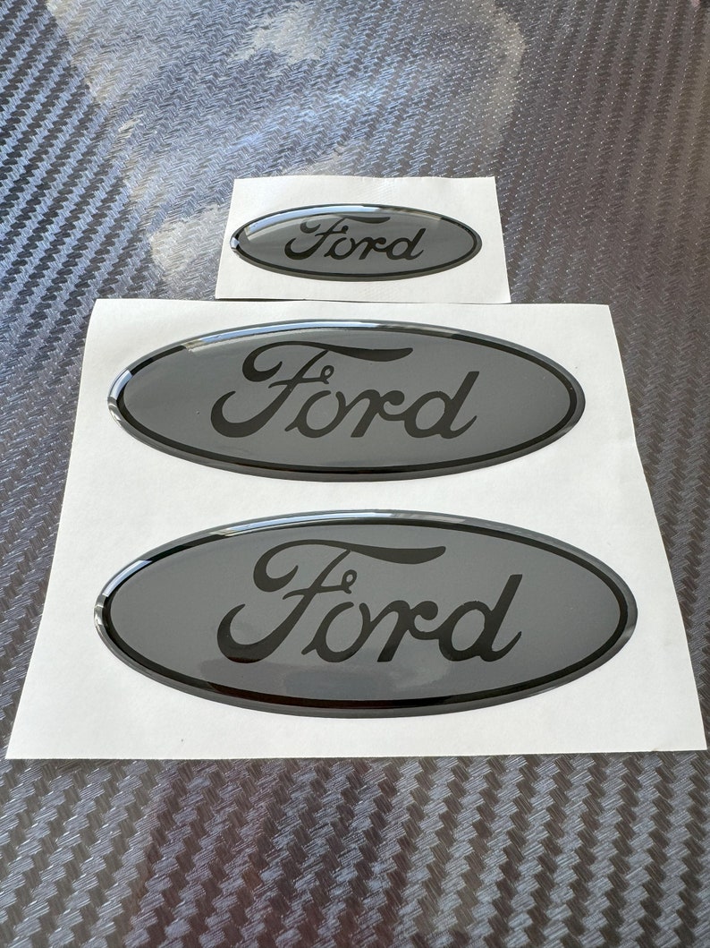 Ford EDGE Set of 3 Gel Coated Ford Logo Gel Coated Emblem Overlays Grey ...