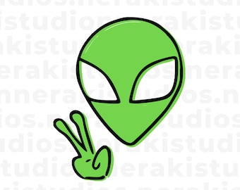 Alien Peace Sign Png - Etsy