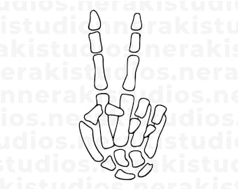 Peace Skeleton Hand SVG Digital Instant Download for Cricut, Silhouette ...
