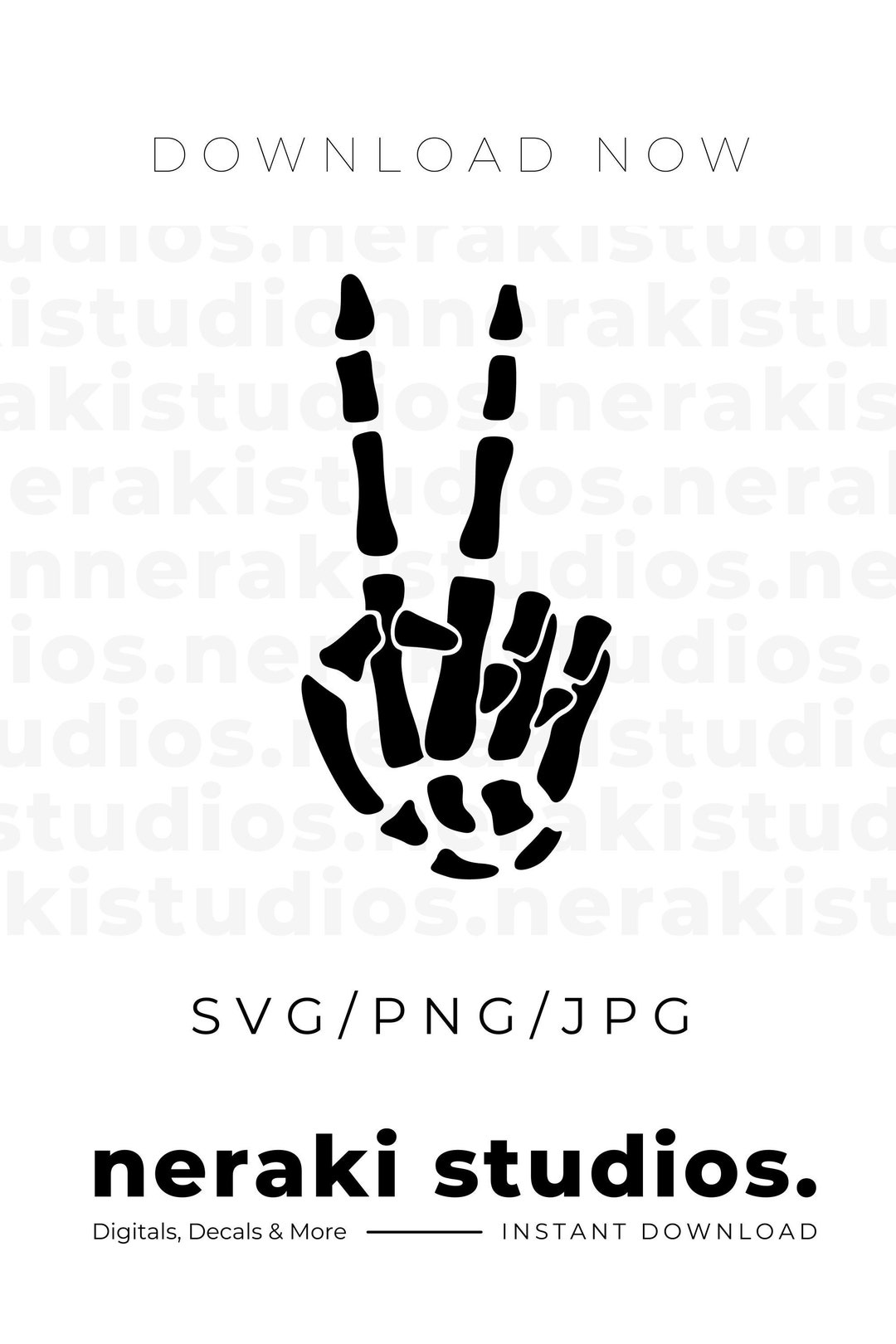 Skeleton Peace Sign SVG, Skeleton Hand Filled Svg, Digital/instant ...