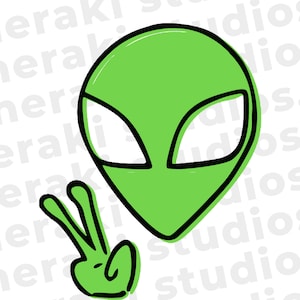 Alien SVG, Alien Peace Sign SVG, Green Alien Halloween SVG, Digital ...