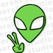 Alien SVG, Alien Peace Sign SVG, Green Alien Halloween SVG, Digital ...
