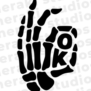 Okay Hand Sign Skeleton SVG, Ok Signal SVG, Typography SVG, Digital ...