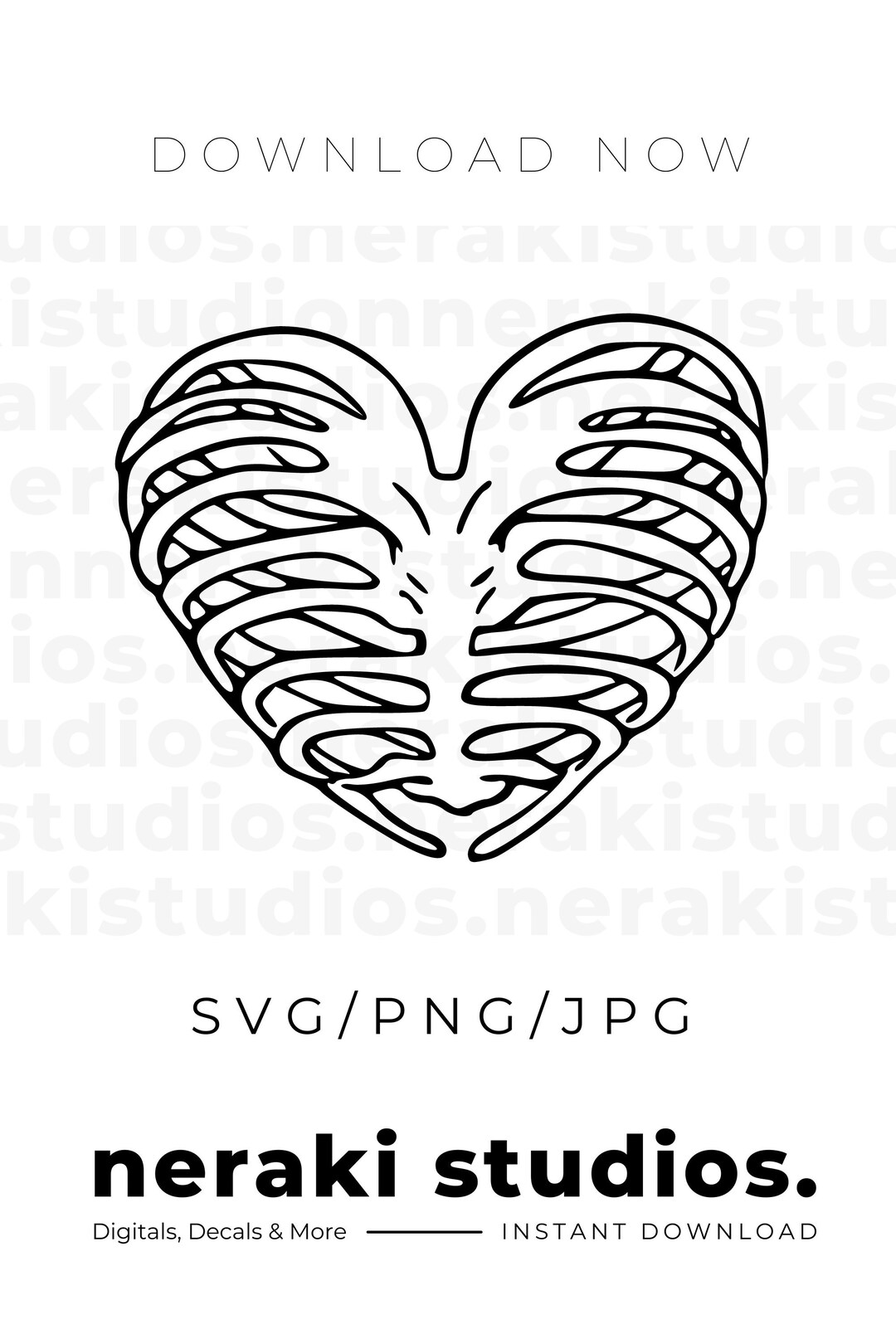 Skeleton Rib Cage Heart SVG, Heart SVG, Ribs SVG, X-ray Skeleton Bones ...