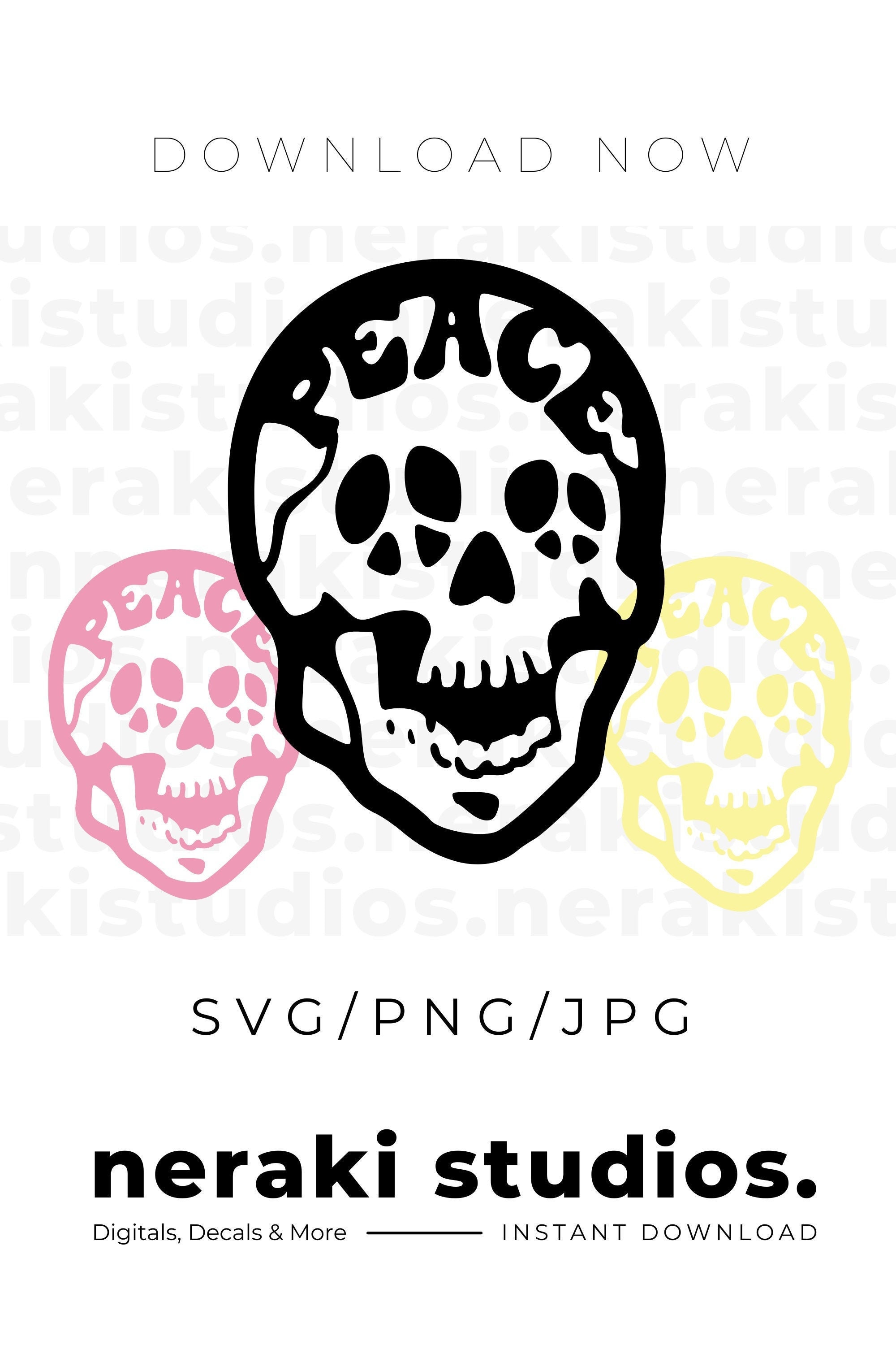 Peace Skull SVG Love Skeleton SVG Groovy Hippie Pastel Skull | Etsy