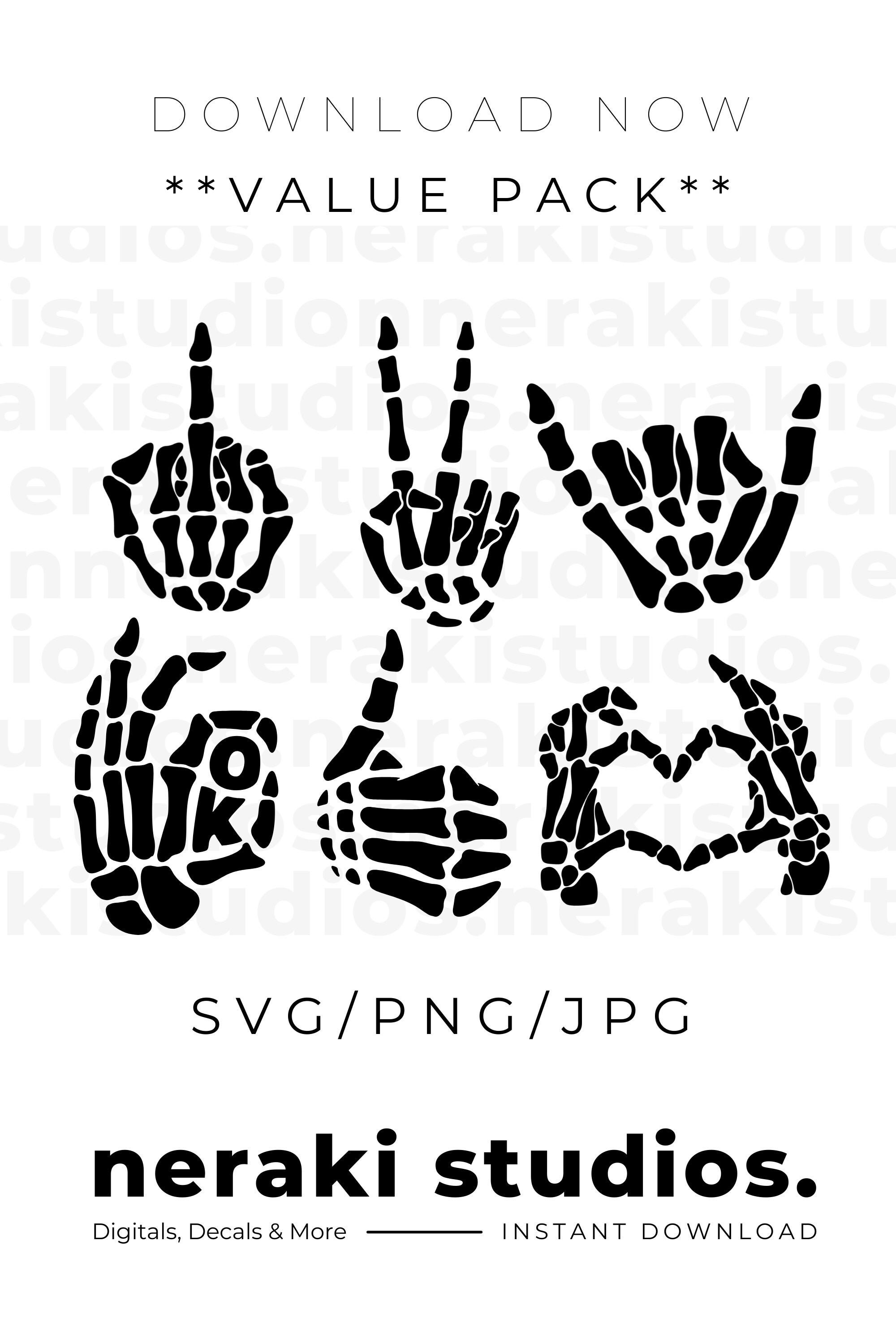 VALUE PACK BUNDLE Hand Sign Skeleton Hand Svg Skull Bundle - Etsy