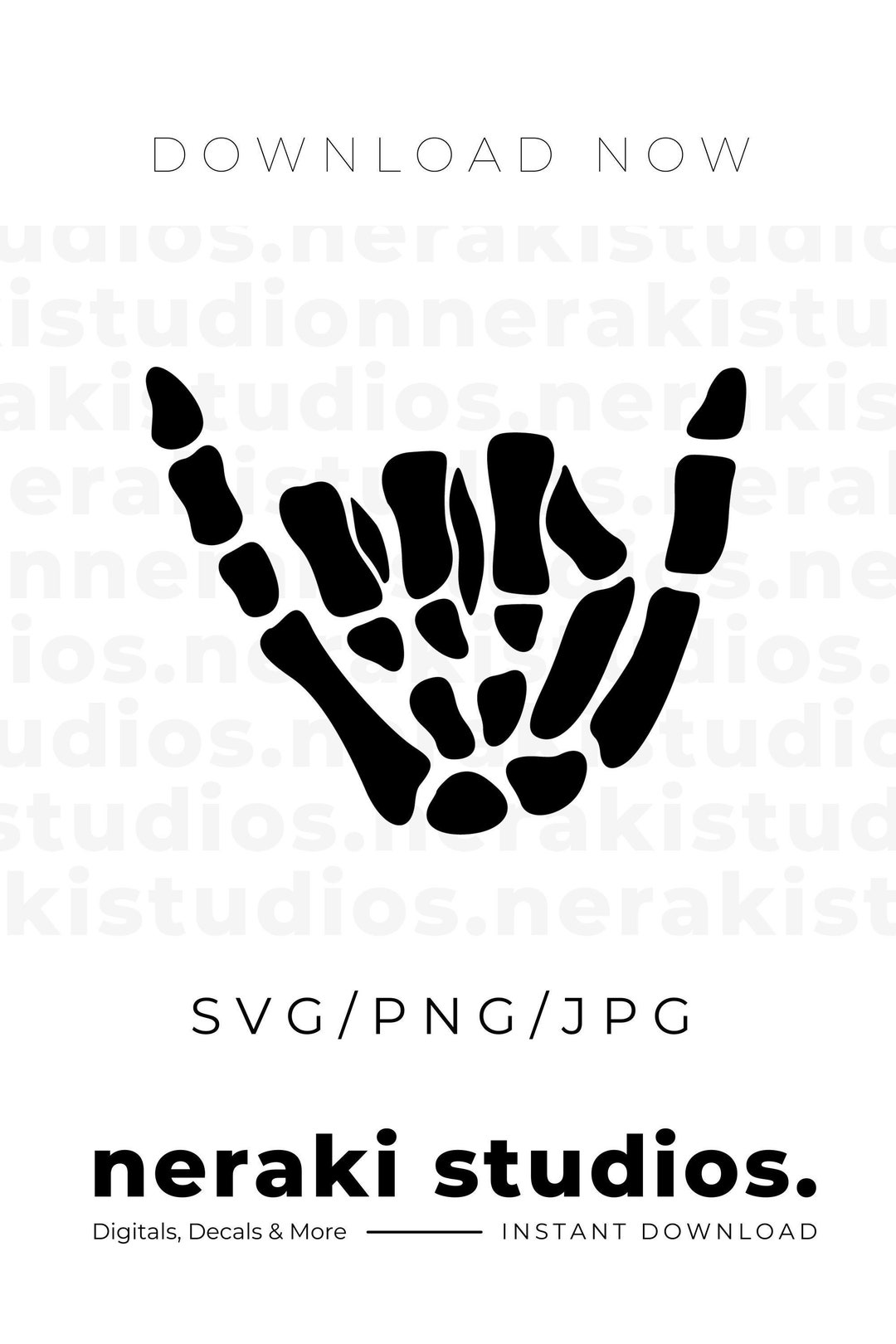 Skeleton Shaka Sign SVG, Skeleton Hand Filled Svg, Digital/instant ...