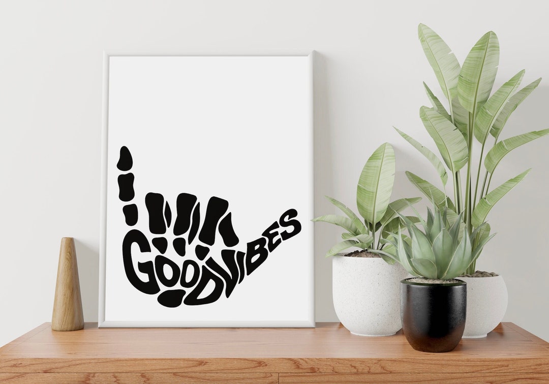 Good Vibes Shaka Skeleton Digital Print, Art Print Download, Digital ...