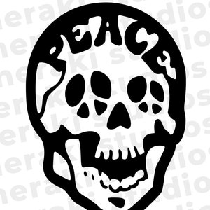 Peace Skull SVG, Love Skeleton SVG, Groovy Hippie Pastel Skull Clip Art ...