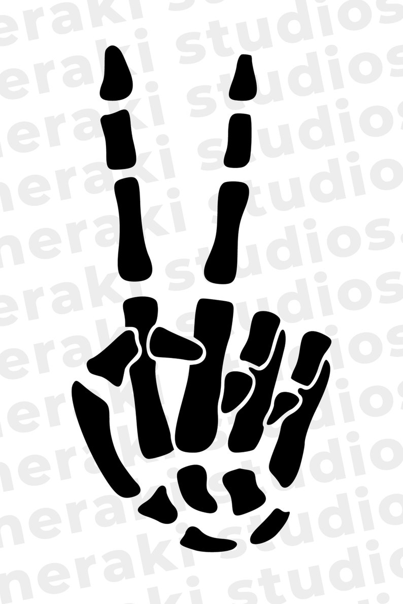 Skeleton Peace Sign SVG Skeleton Hand Filled Svg - Etsy