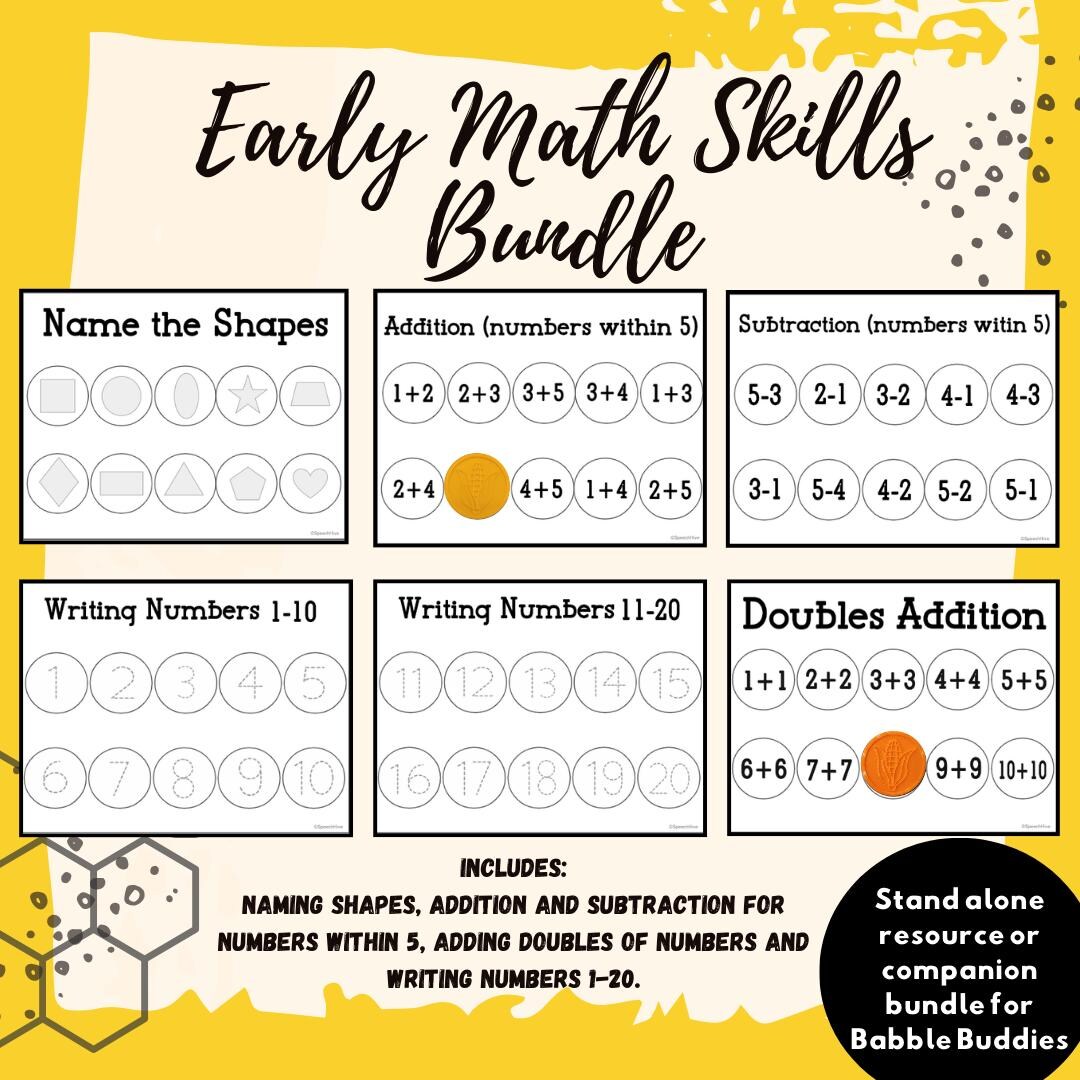Early Math Skills Bundle, Writing Numbers 1-20, Counting, Adding ...