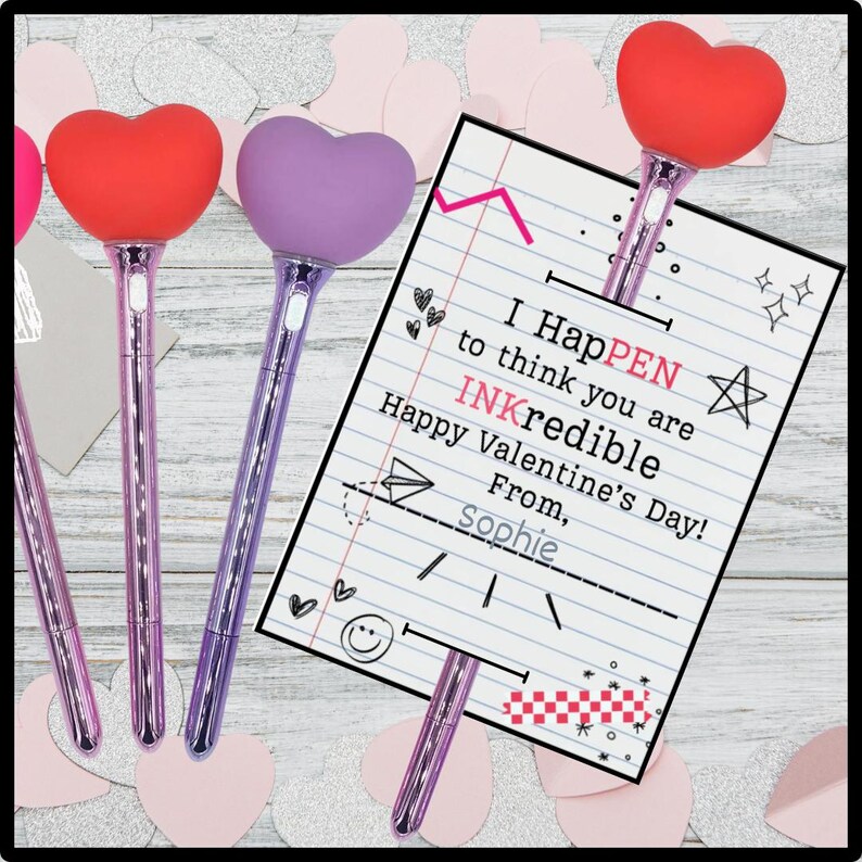 Pen Valentine Tag | Printable Valentine for Kids | Pen Gift Tag ...